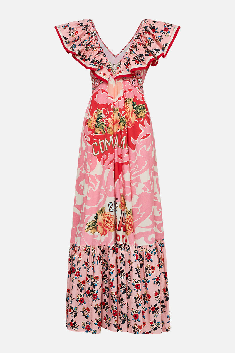 The Pink Porto Frill Neck Dress With Gold Hardware | CAMILLA AU – CAMILLA