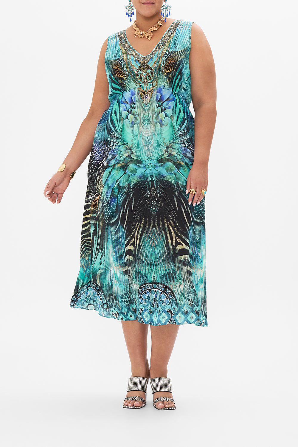 V Neck Racerback Dress, Azure Allure | CAMILLA AU – CAMILLA