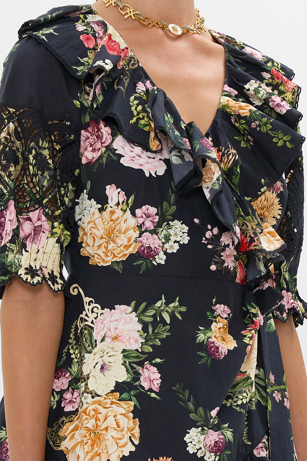 The Adorned In Alexandria Mini Wrap Dress With Puff Sleeve | CAMILLA AU ...